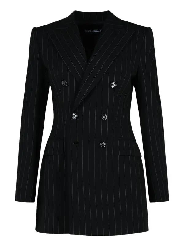 Dolce & Gabbana Double-breasted Pinstriped Blazer - Black