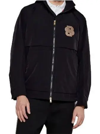 Hugo Boss Casual Zip-up Jacket With Drawstring Hood - Black