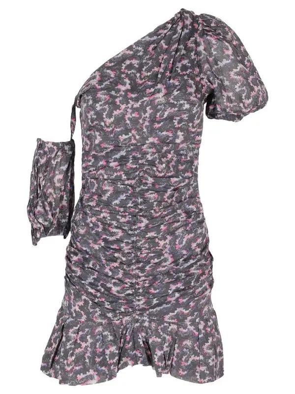 Isabel Marant Étoile Lecia Asymmetric Mini Dress With Printed Design - Gray
