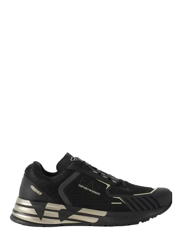 EA7 Black Lace-up Sneakers - Black Gold