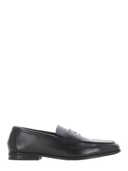 DOUCAL'S Almond Toe Loafers With Logo Detail - Black