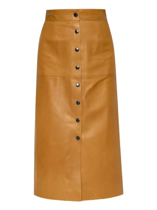 Isabel Marant Étoile Blehor Leather Midi Skirt - Brown