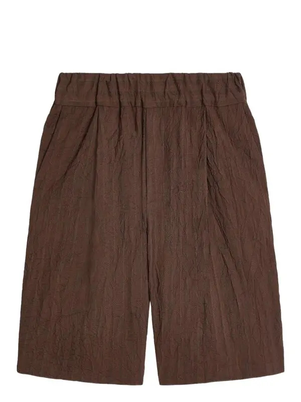 Dries Van Noten Pleated Bermuda Shorts - Brown