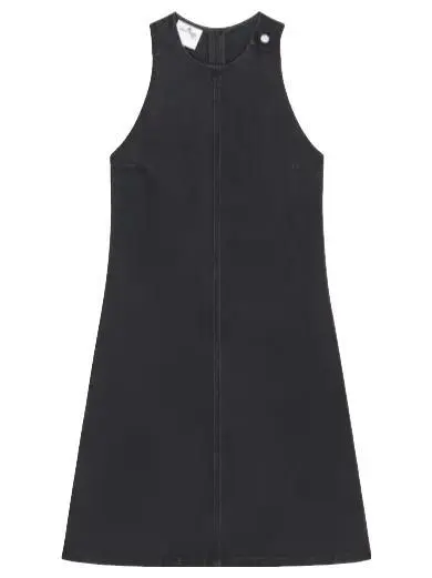 COURREGES Courrèges Sleeveless A-line Denim Dress With Embroidered Ac Logo - Cowboy Black