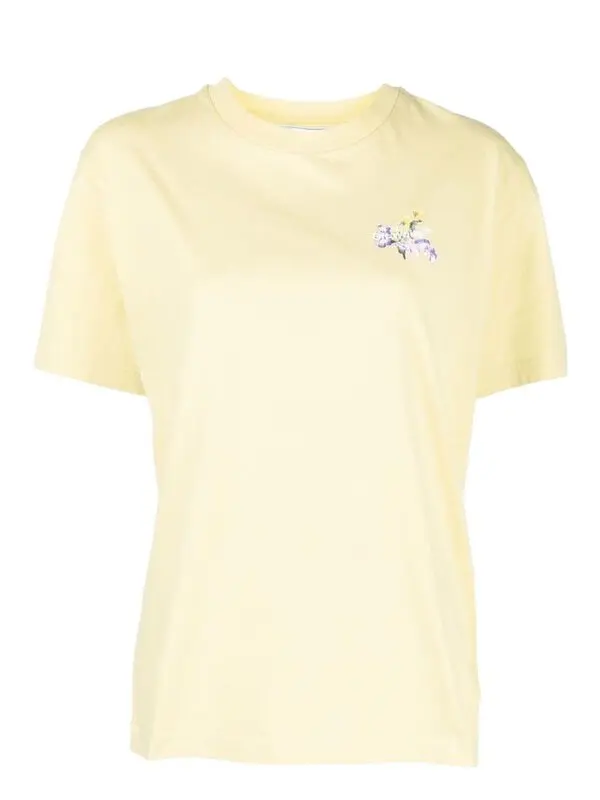 Off-White Floral Arrows Cotton T-shirt - Nude