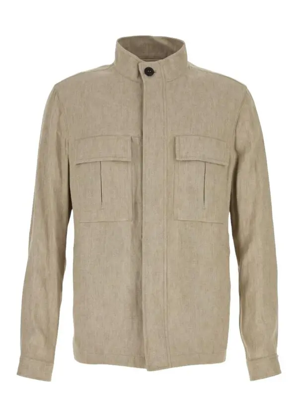 Zegna Long-sleeved High-neck Field Jacket - Nude