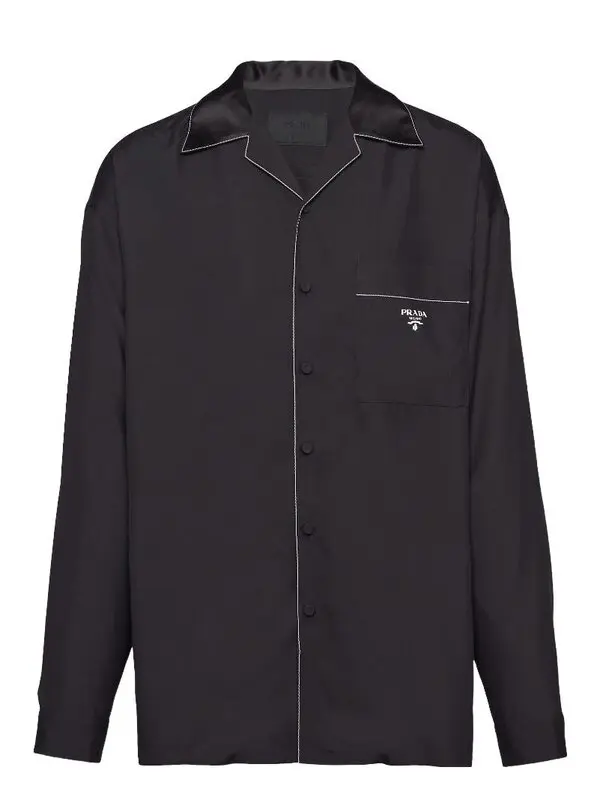 Prada Contrasting-trim Button-up Shirt - Black