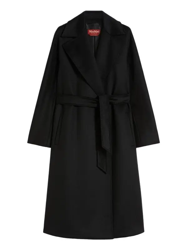Max Mara Euclide Belted Long-sleeved Coat - Black