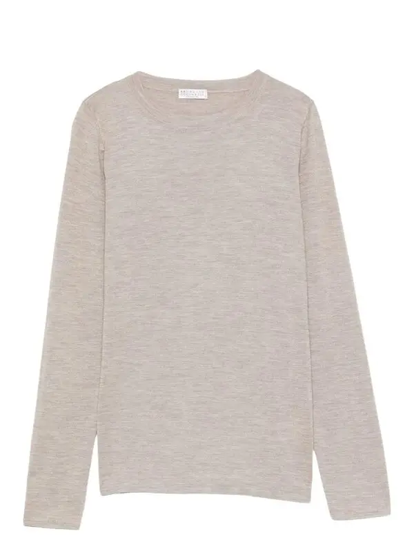 Brunello Cucinelli Long Sleeve Knit Sweater - Beige