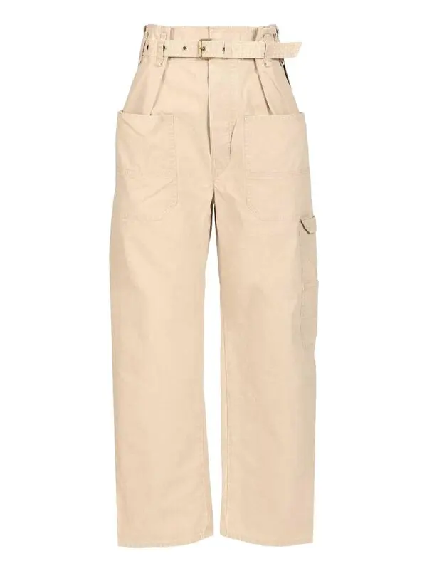 Isabel Marant Étoile Belted High Waisted Loose Fit Cargo Pants - Beige