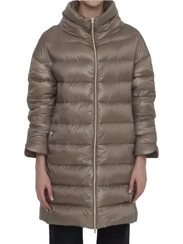 Herno Quilted Down Long Jacket - Gray
