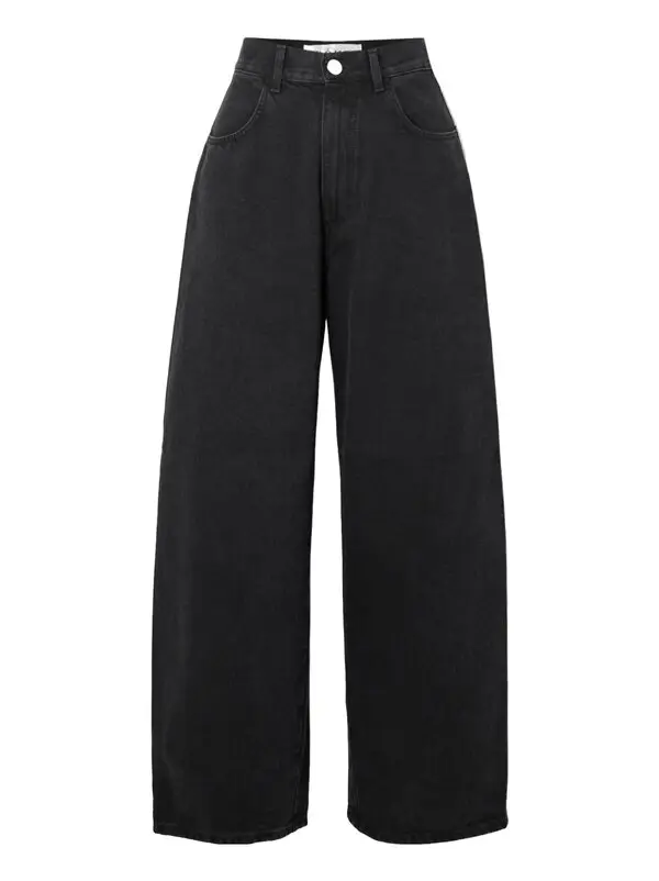 RÓHE Wash Wide Leg Barrel Leg Jeans - Black