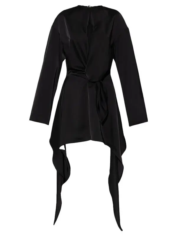 Attico Asymmetric Cut-out Twist Satin Mini Dress - Black