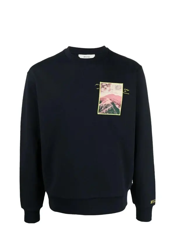 Zegna Graphic Print Crewneck Sweatshirt - Black