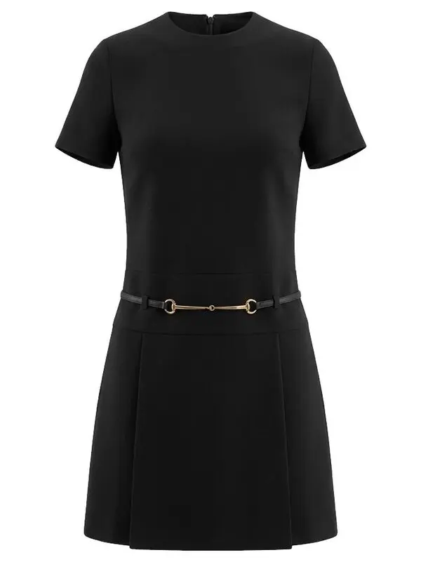 Gucci Drop Shoulder Crewneck Dress - Black