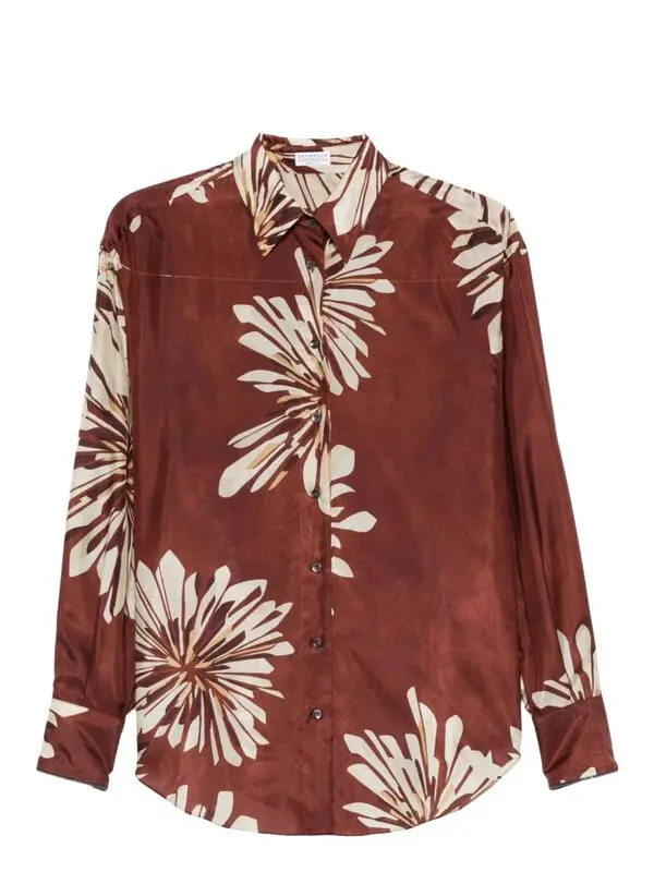 Brunello Cucinelli Floral Printed Shirt - Red