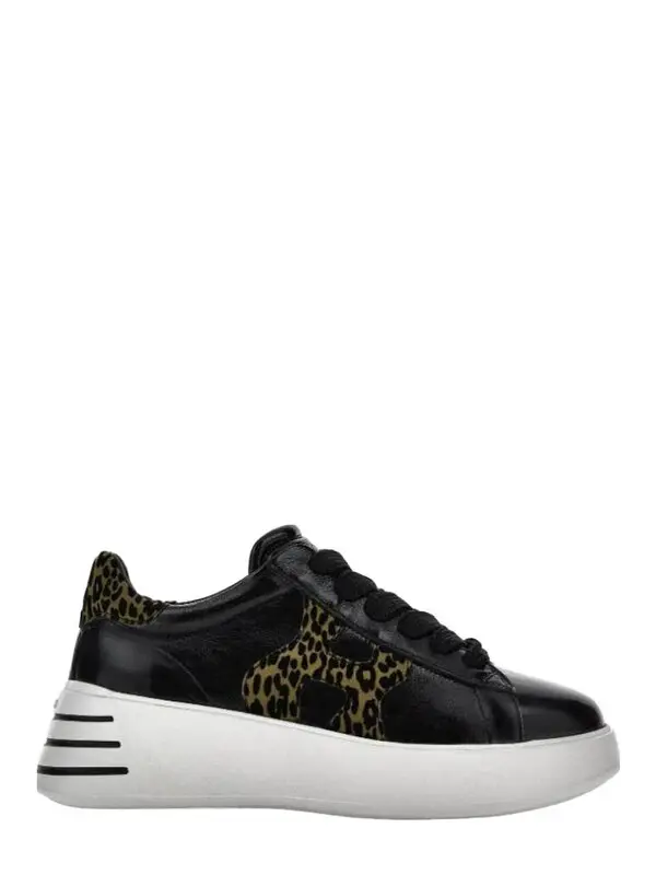 Hogan Rebel Lace-up Sneakers With Animal Print Detail - Black