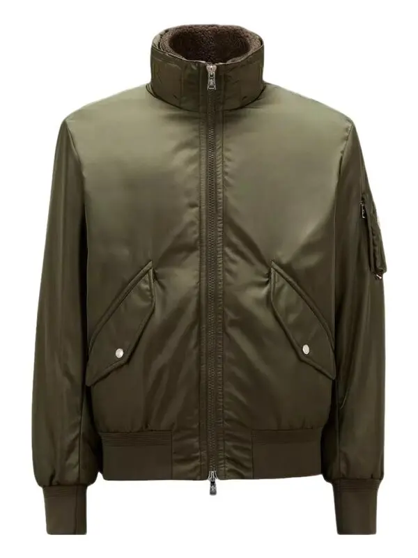 Moncler High-shine Zip-up Padded Jacket With Detachable Vest - Dark Green