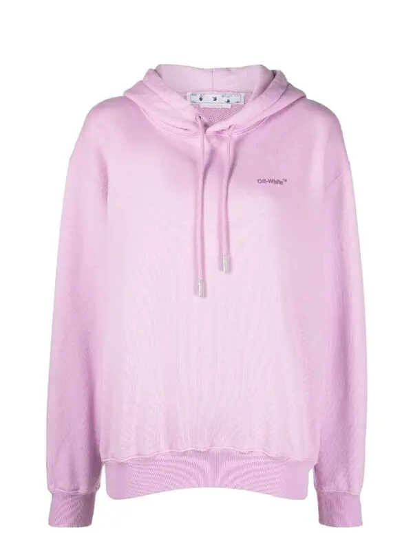 Off-White Diagonal Stripe Hooded Sweatshirt - Pink