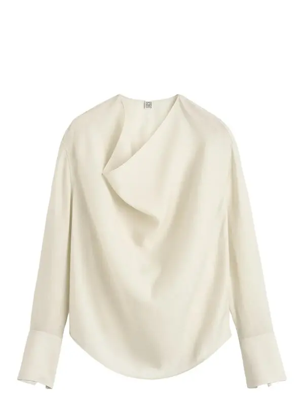 TOTEME Draped Organza Blouse With Curved Hem - Off White