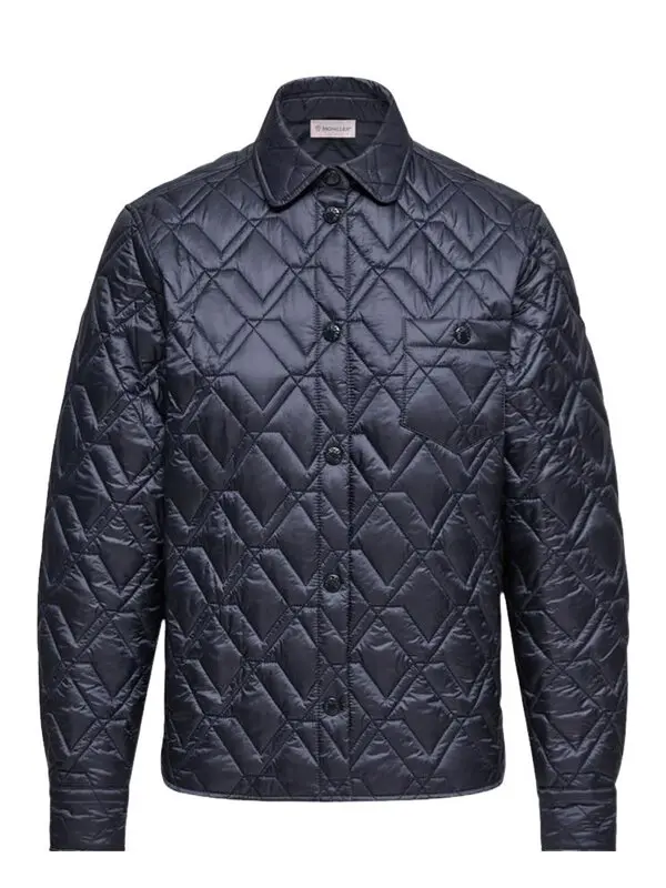 Moncler Logo Patch Quilted Overshirt - Midnight Blue