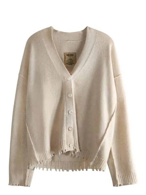 UMA WANG V-neck Distressed Cardigan - Nude