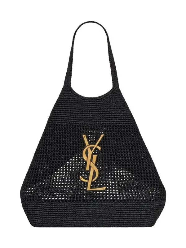 Saint Laurent Icare Logo Plaque Tote Bag - Black