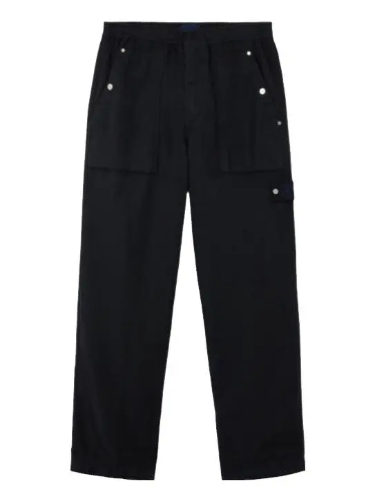 Stone Island Loose-fit Fatigue Trousers With Archive Patch - Navy Blue