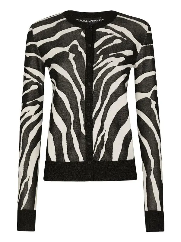 Dolce & Gabbana Zebra Jacquard Cardigan - Black