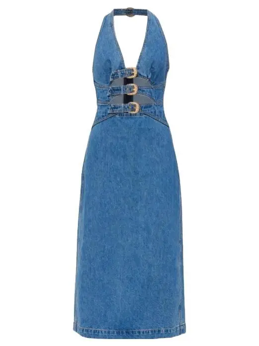 Cult Gaia Halterneck Cut-out Buckle Midi Dress - Blue
