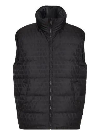 Valentino Garavani Toile Iconographe High Neck Padded Gilet - Navy Blue