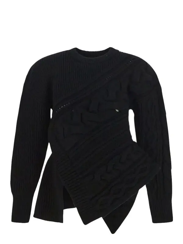 Alexander McQueen Asymmetrical Knitted Crewneck Jumper - Black