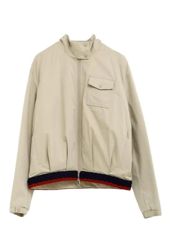 Moncler Long-sleeved Casual Jacket With Zip Closure And Chest Pocket - Sand Beige
