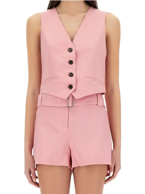 MSGM V-neck Buttoned Waistcoat - Pink