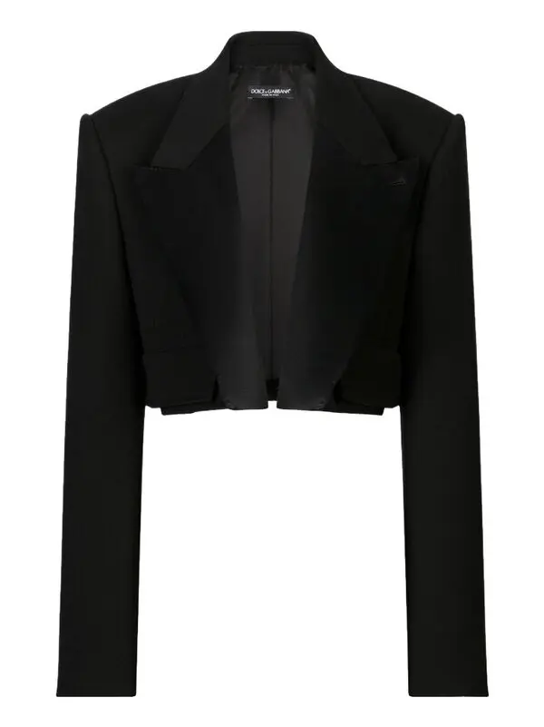Dolce & Gabbana Cropped Tuxedo Jacket With Pointed Collar - Black
