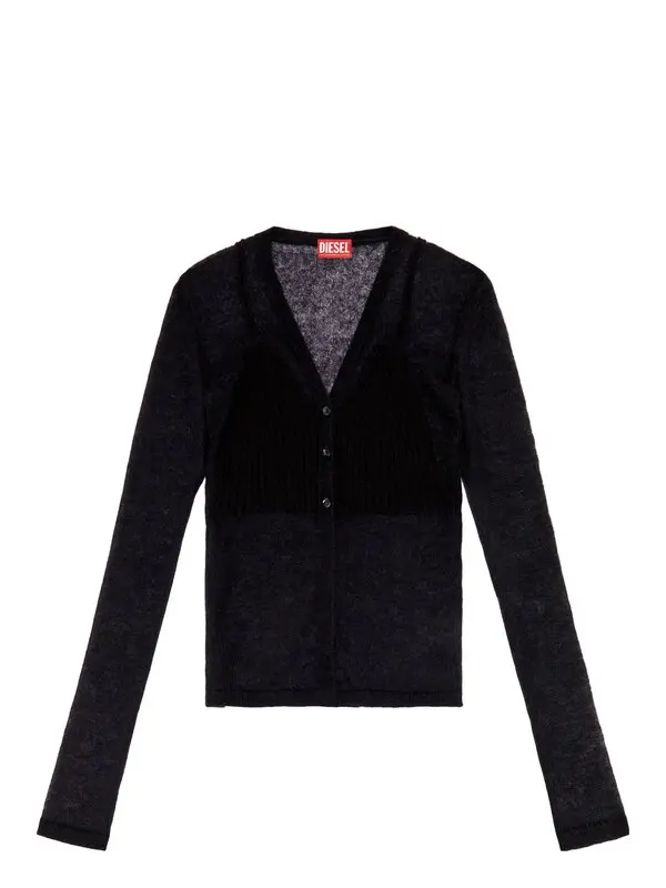 DIESEL® M-marina Semi-sheer Button-up Cardigan - Black
