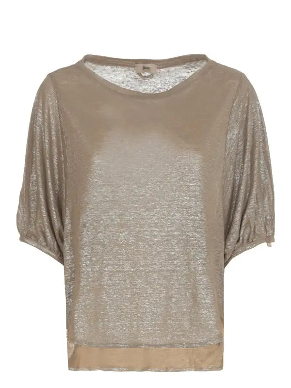Herno Bat-sleeved Top With Round Neckline - Nude