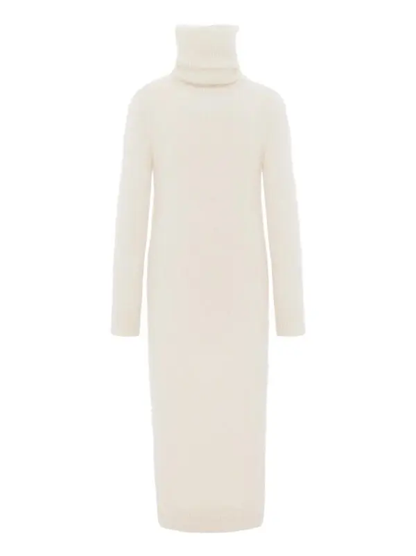 Saint Laurent Extra-long Turtleneck Sweater Dress In Mohair - White
