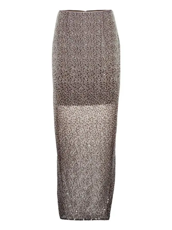 ROTATE BY BIRGER CHRISTENSEN Beaded Maxi Skirt - Gray