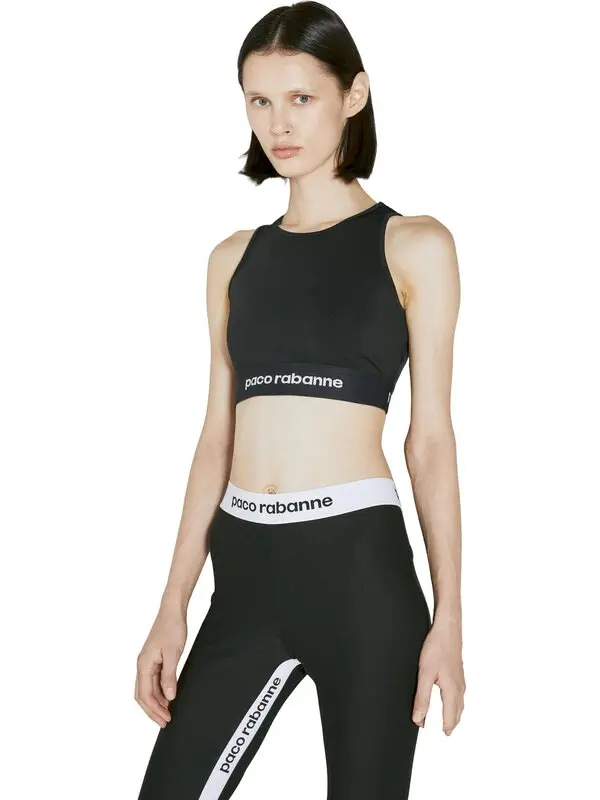 Rabanne Logo Detailed Sleeveless Sports Bra - Nude