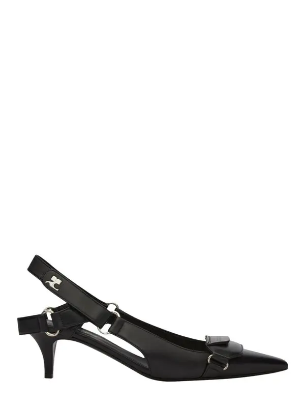 COURREGES Courrèges Racer Pointed-toe Slingback Pumps - Black