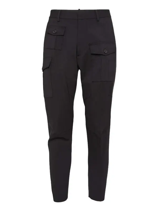 Dsquared2 Mid-rise Tapered Cargo Trousers - Black