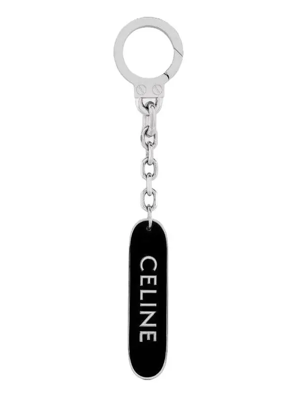 Celine Skateboard Charm In Brass And Enamel - Black