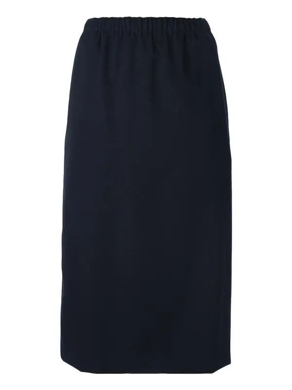 Comme Des Garçons Elastic Waist Skirt With Back Slits - Navy Blue