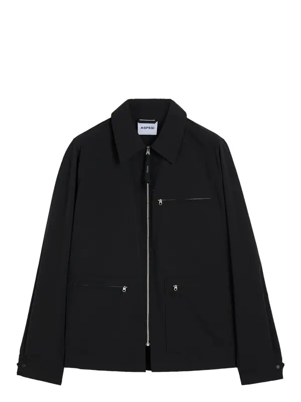 Aspesi Water-repellent Zip-up Shirt Jacket - Black