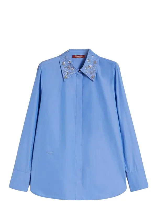 Max Mara Embellished Crystal Button-down Shirt - Light Blue