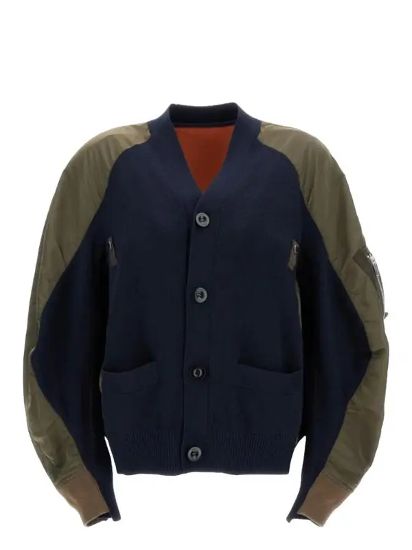 Sacai Panelled Buttoned Bomber Jacket - Black