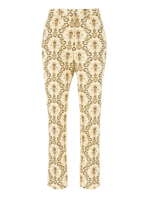 Etro Floral Brocade Straight Leg Cropped Trousers - Nude
