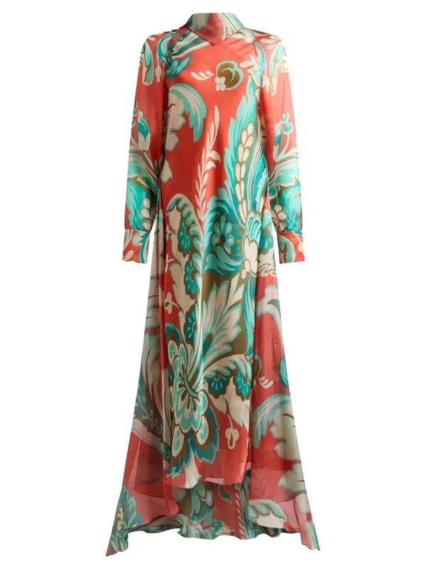 Etro Silk Midi Dress With Drapes - Multicolor