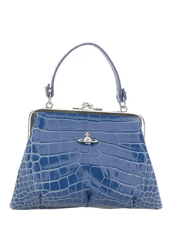 VIVIENNE WESTWOOD Granny Frame Embossed Purse With Chain Strap - Blue